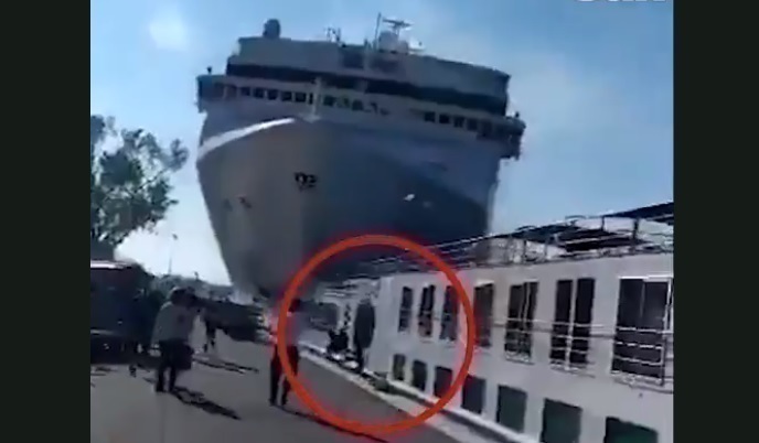 Félelmetes hajóbaleset történt Velencében is: elszabadult egy óceánjáró ...